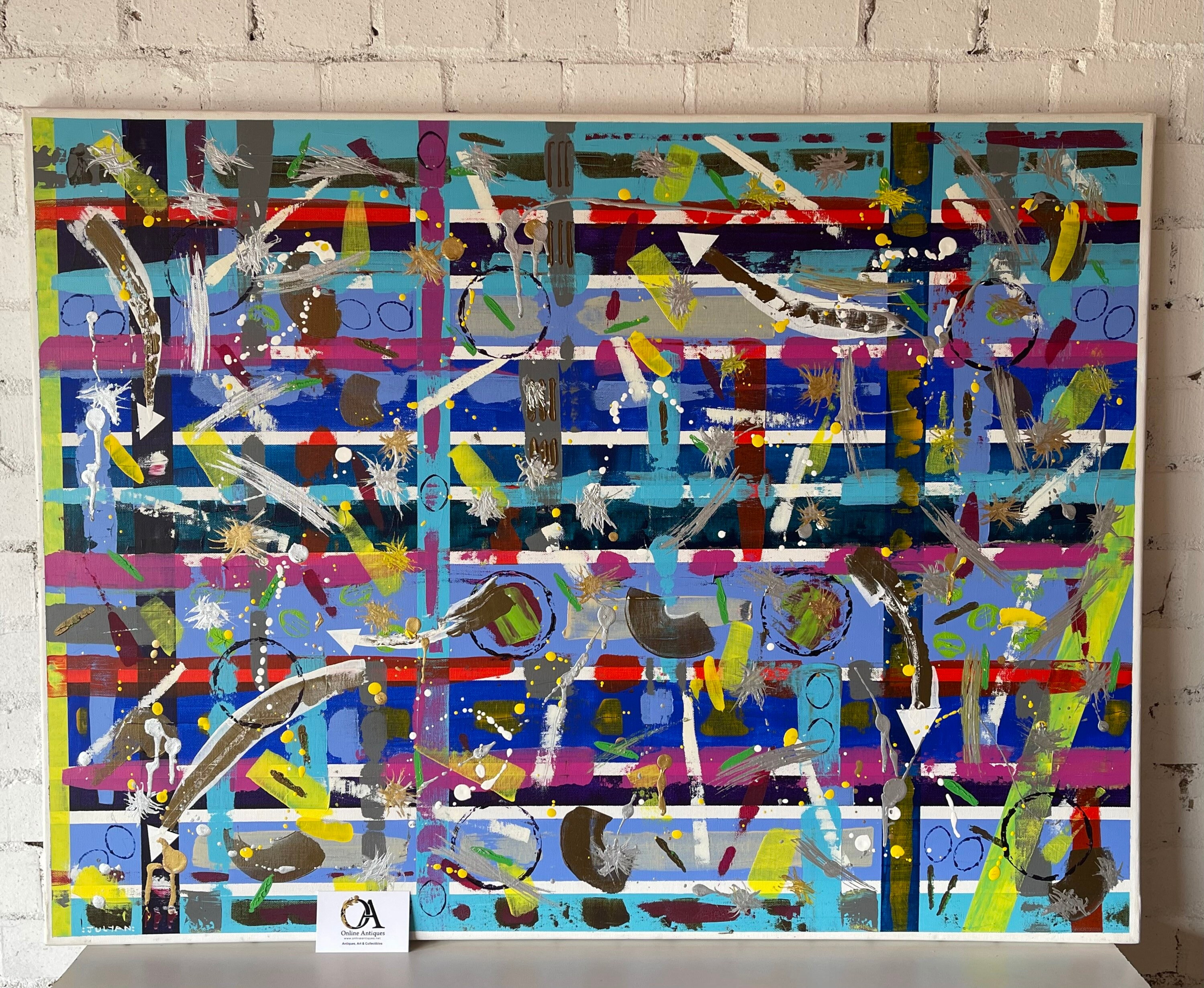 Large Original Abstract Oil Painting Signed Julyan Lower Left and on ...