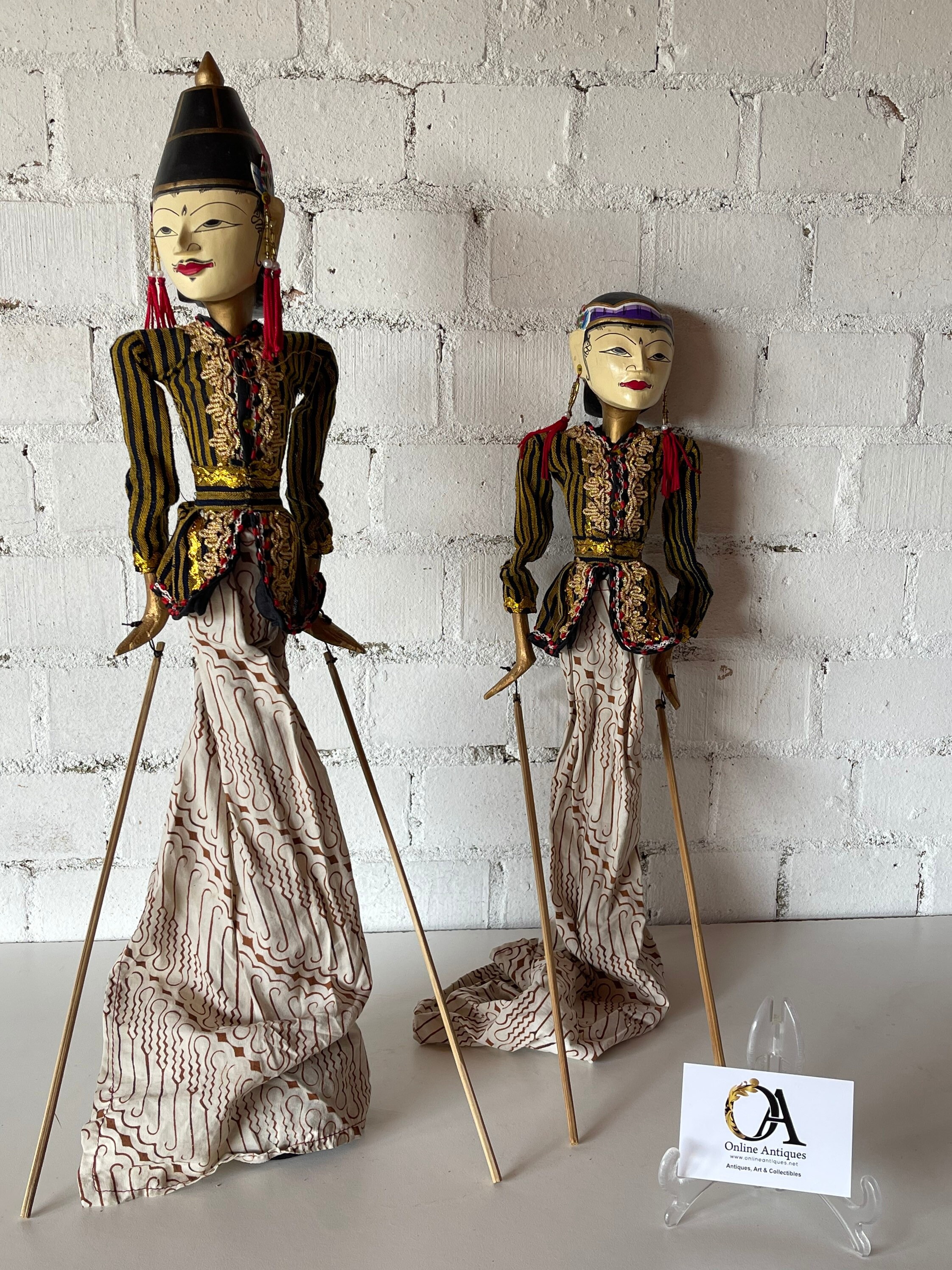 Decorative Vintage Wayang Golek Rod Puppets - One with Stand.