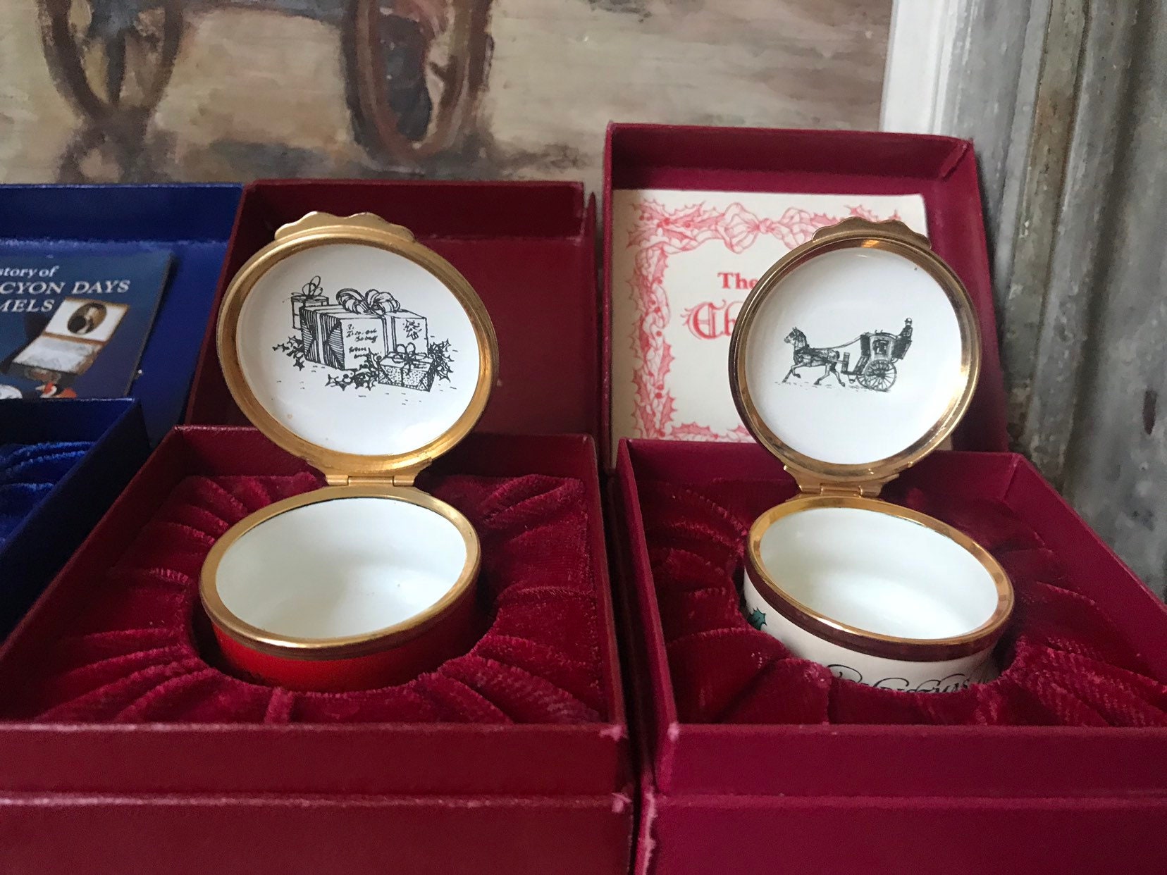 Halcyon Days Enamels Christmas Trinket Boxes 1975, 1976 and 1978 (3 in ...