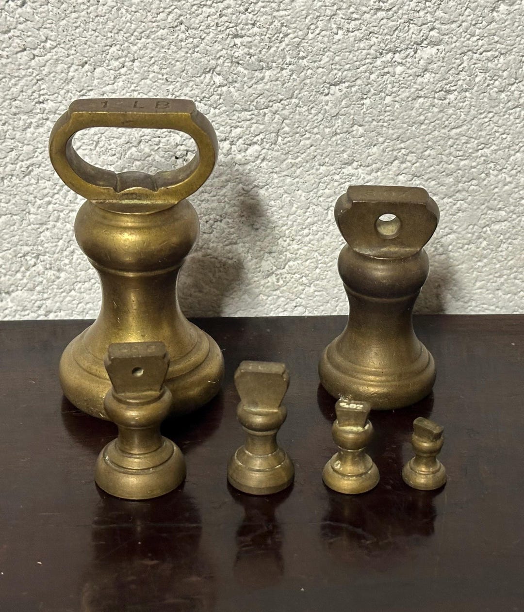 Set of Six Antique English Brass Scale Weights - Etsy