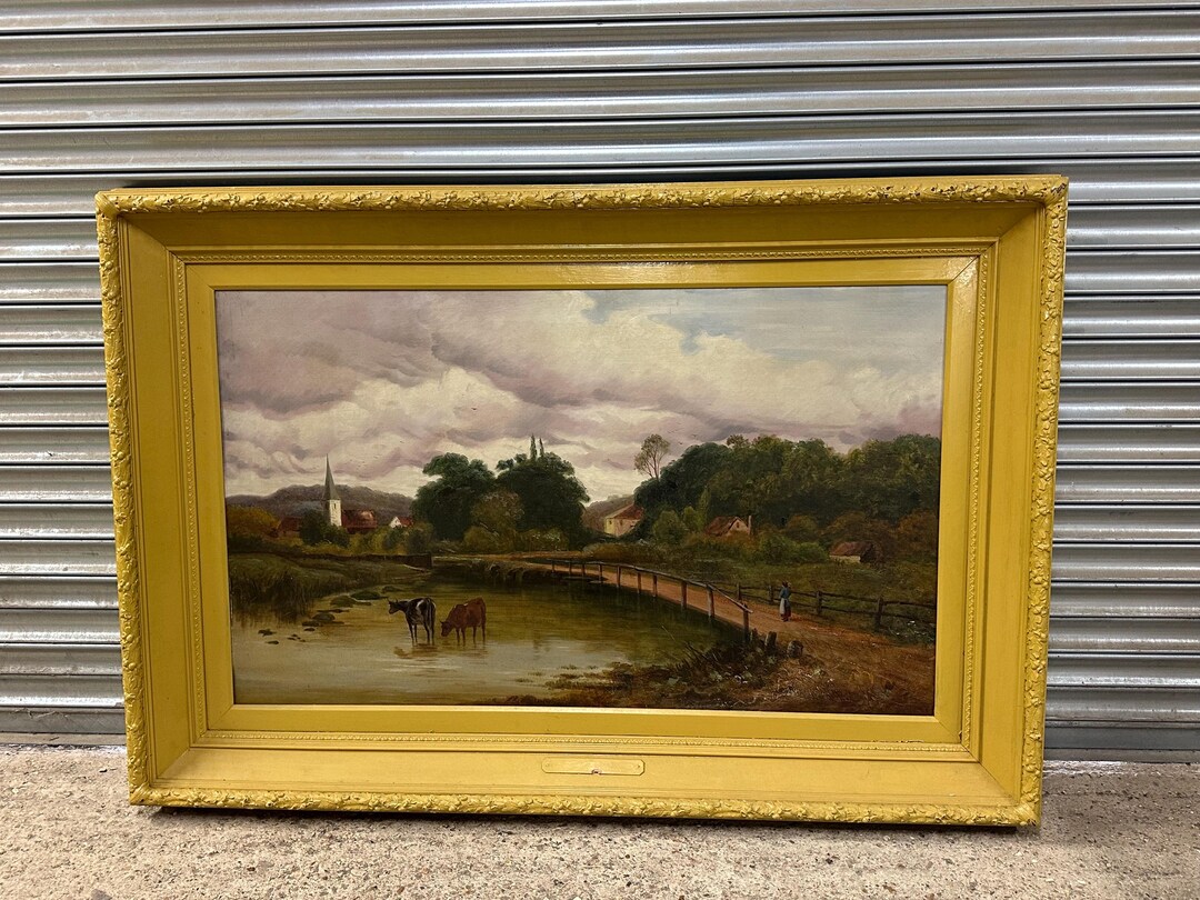 Very Large 19th Century Oil Painting of Godalming Bridge by Phil ...