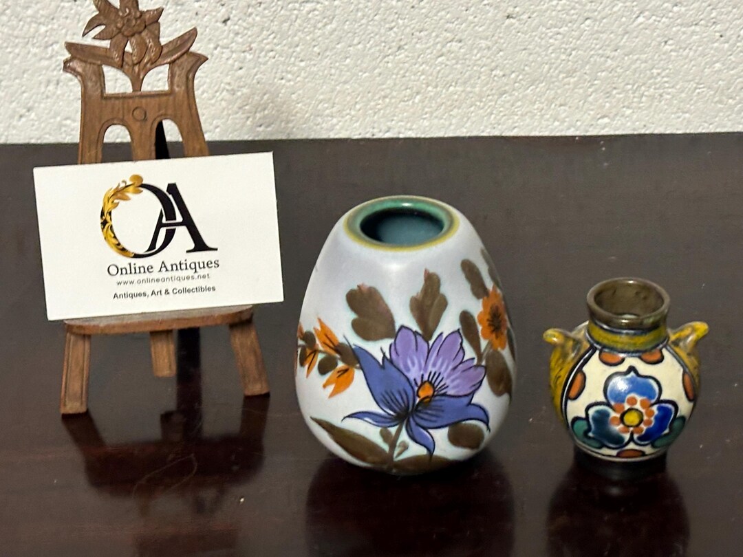 Two Antique Vintage Dutch Gouda Holland Pottery Vases - Etsy