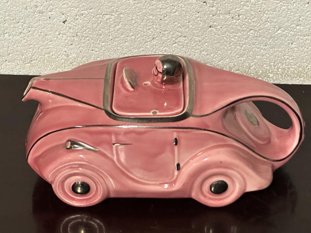 Art Deco Sadler Racing Car Teapot Pink & Silver Lustre - Scarce Teapot ...