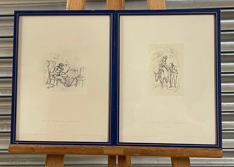 Antique Pair of Blind Stamped German Prints by A. Hendschel’s ...