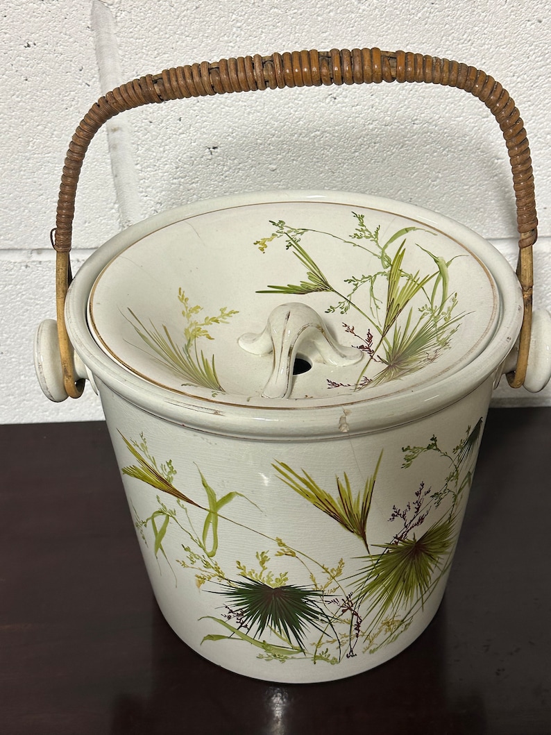 Victorian Ceramic Slop Pail / Bucket Decorated With Flowers & Bamboo ...