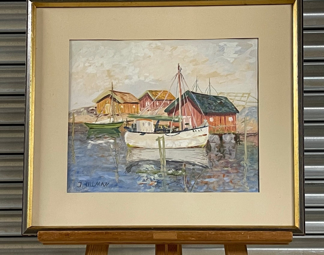 Original Oil Painting by John Ullman (1903–1973) – Lysekil Harbour ...