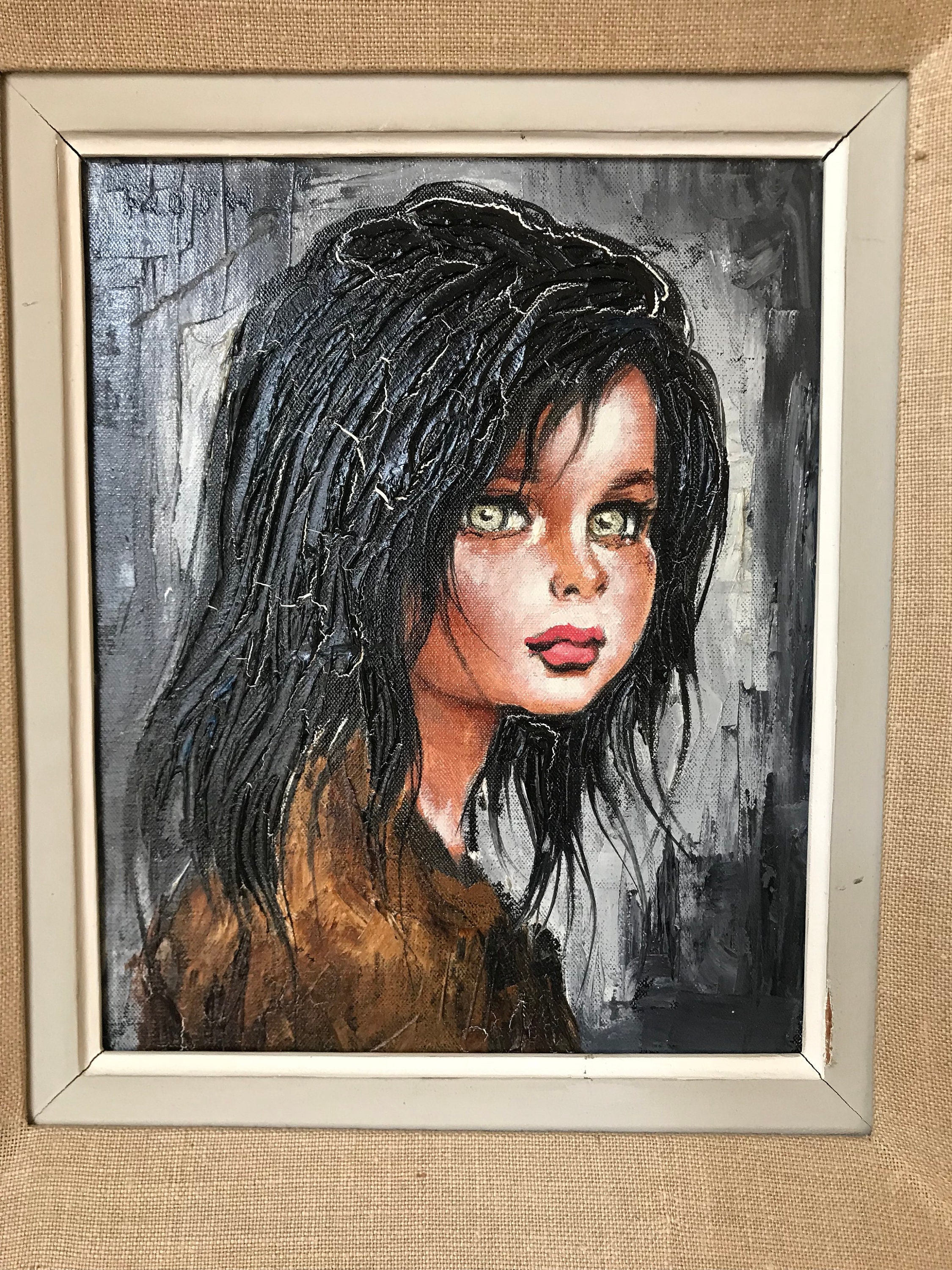 Lovely Original Mid Century Oil Painting of A Young Girl by Etienne Roth