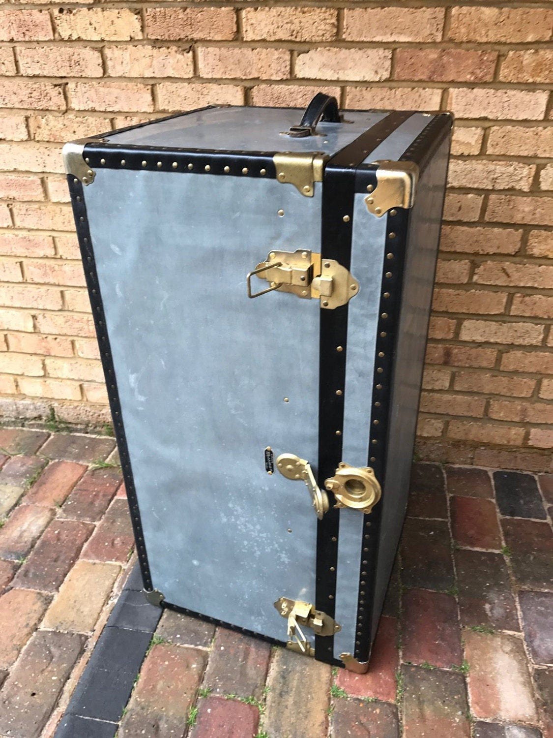 Original Vintage c1950's Large Aluminium Steam Trunk Travelling Chest