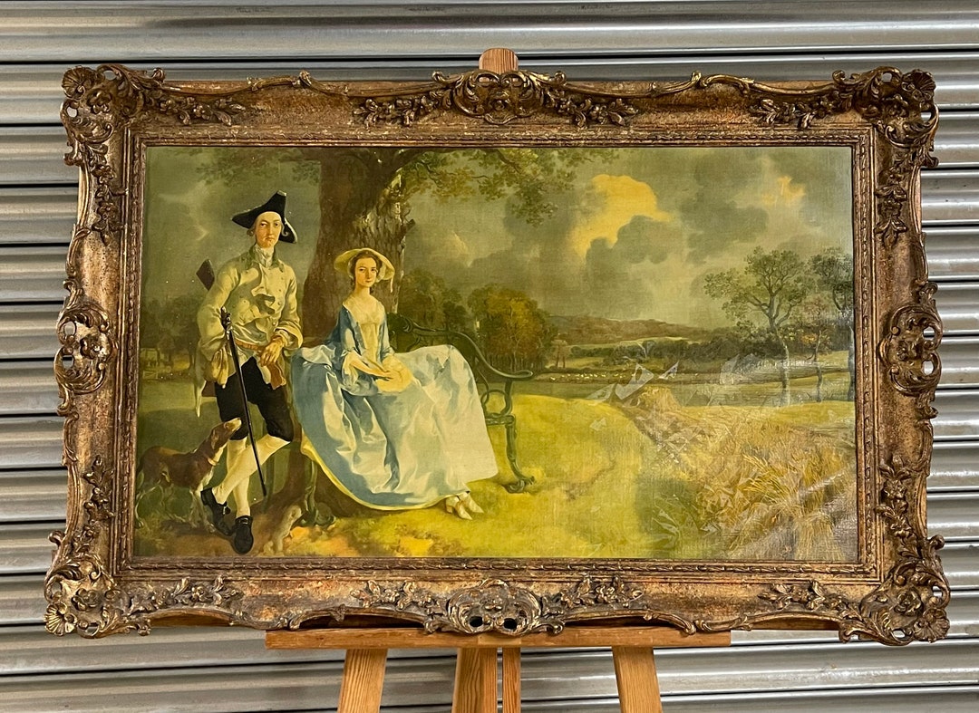 Antique Oleograph After Thomas Gainsborough Mr and Mrs Andrews in a ...