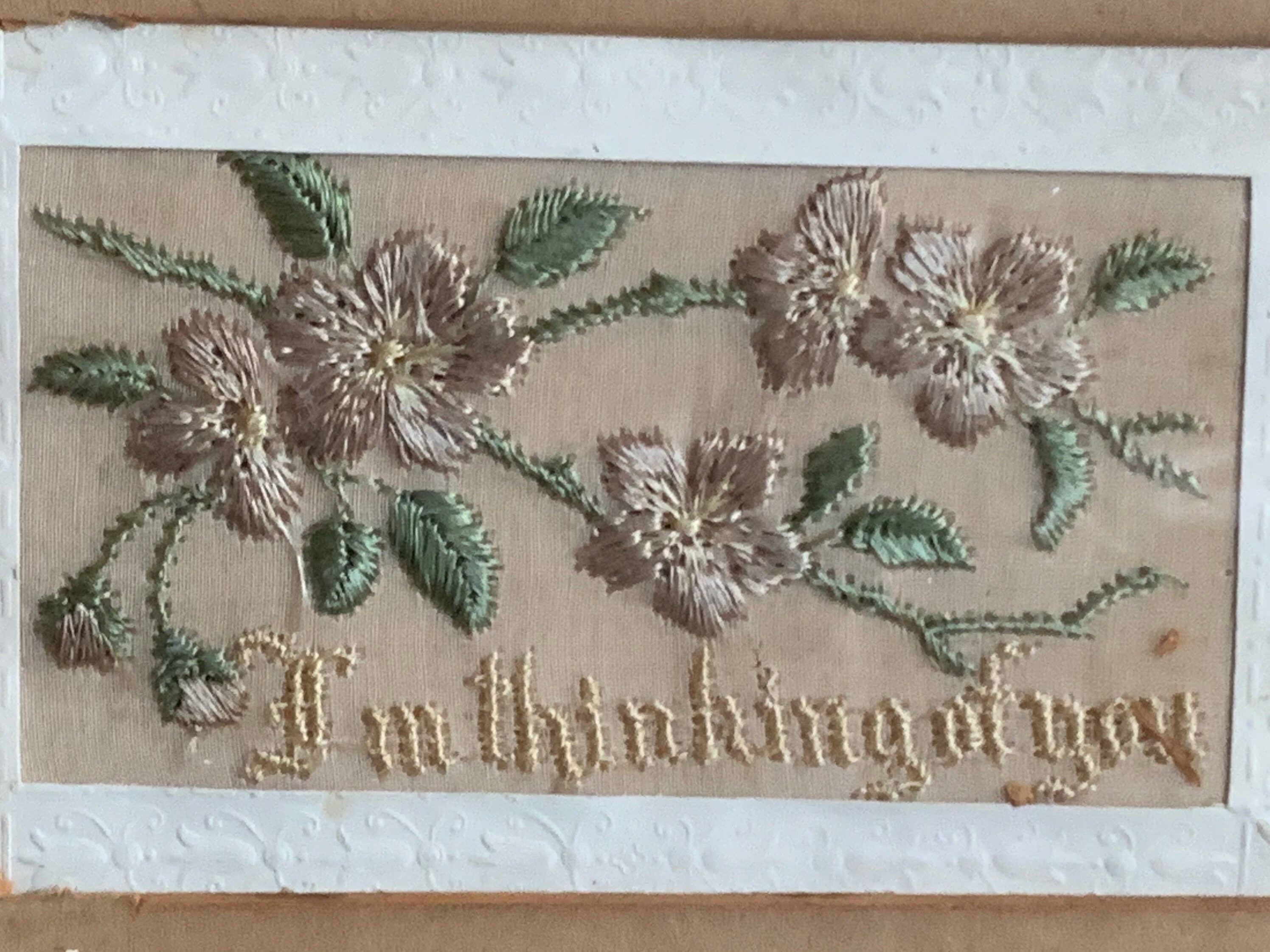 Antique 19th Century Silk Embroidery Needlepoint of Various Sentiments ...