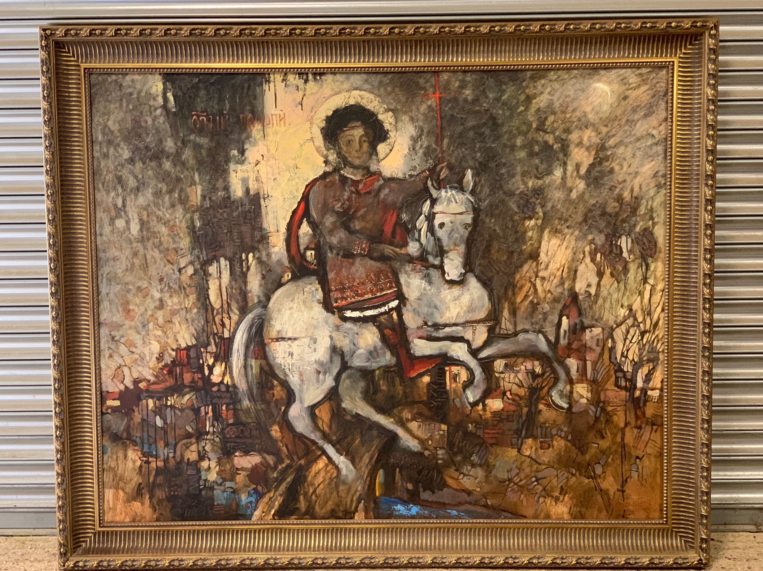 Stunning & Very Large Oil Painting Of Saint George By The Artist Lev ...
