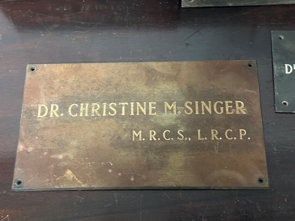 Three Vintage Antique Brass Name Plaques / Plates and One Perspex One ...