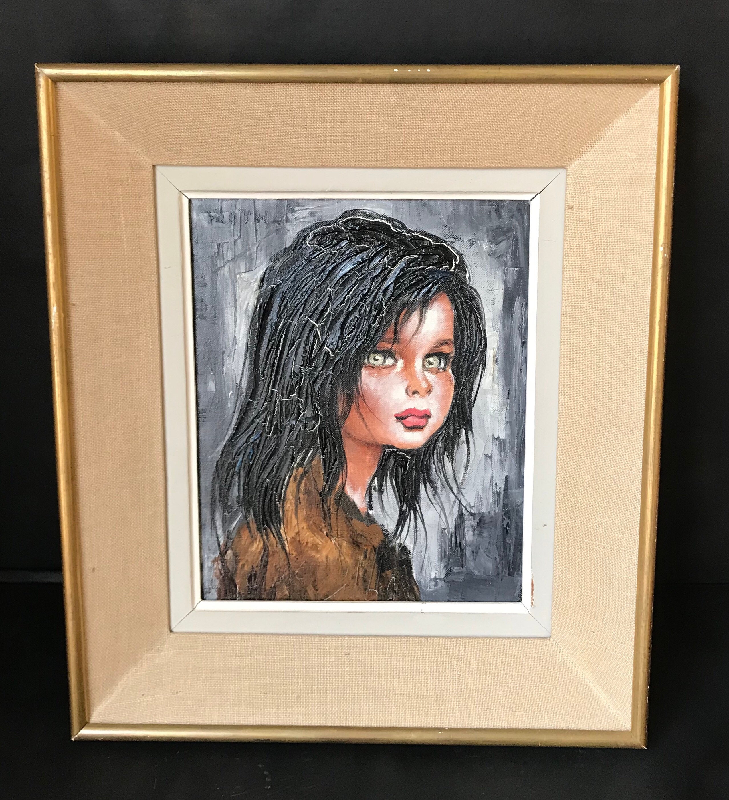 Lovely Original Mid Century Oil Painting of A Young Girl by Etienne Roth