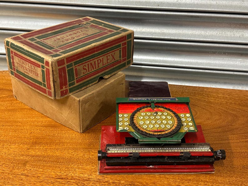 Vintage Simplex Typewriter Special A35 Model & Original Box, Tinplate ...