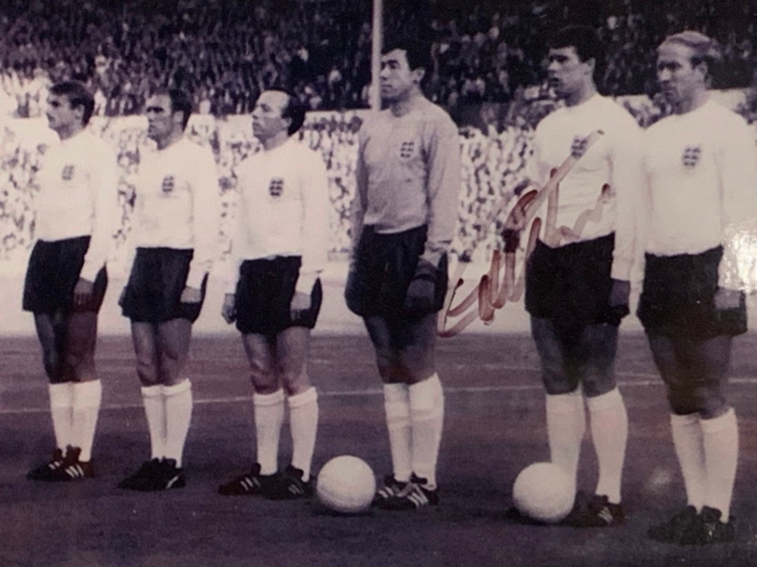 Large Black & White Photo Of World Cup 1966 Football Team Signed By ...
