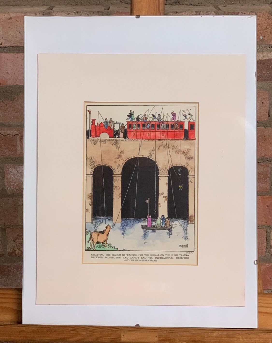 Hand Coloured W Heath Robinson Cartoon Engraving Dated 1935