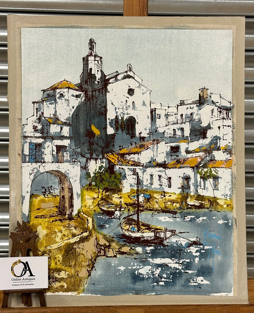 Bernard Dufour Original Oil on Canvas Mediterranean Scene Circa 1950 ...