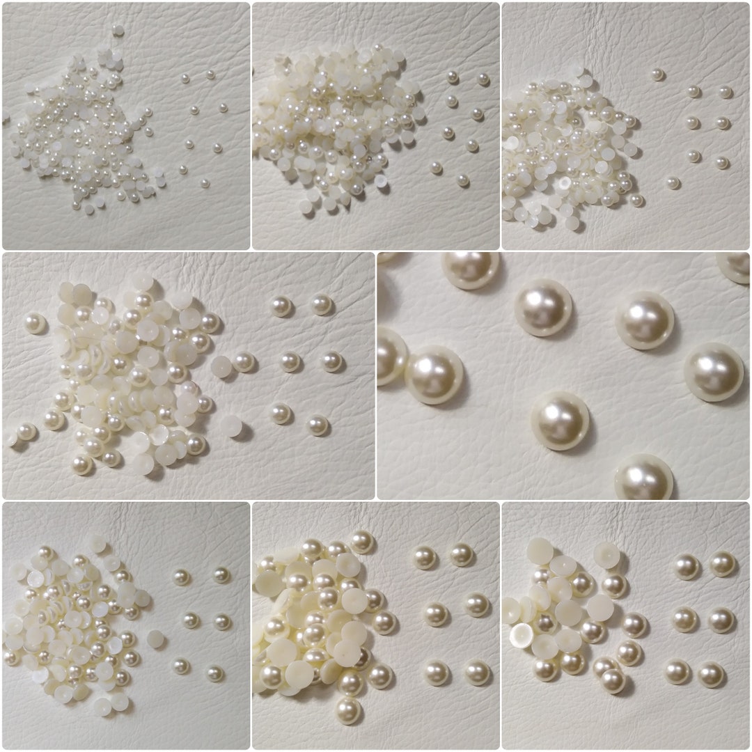 Ivory Flat Back Acrylic Pearls, Card Embellishments (3mm-14mm) - Etsy UK
