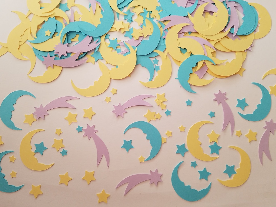 Moon and Stars Confetti Pastels - Set of 270 - Celestial Confetti ...
