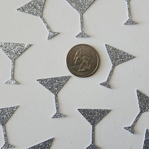 Martini Glass Confetti - Silver - Bridal Shower Confetti - Set of 50 ...