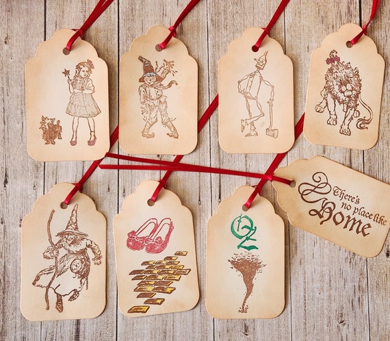 The Wizard of Oz Gift Tags With Ribbon- Set of 8 - Handmade - Bookmark ...