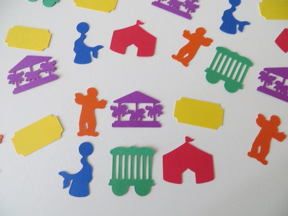 Circus Confetti - Set of 180 - Handmade - Circus Birthday Party - Clown ...
