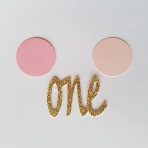 First Birthday Confetti Pink and Gold - One Confetti - Set of 120 ...