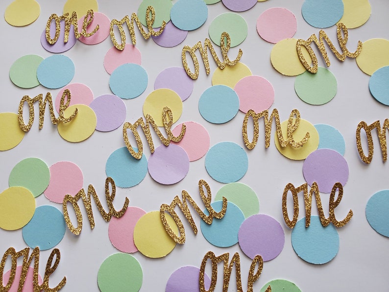 First Birthday Confetti Pastel Rainbow One Confetti Set of - Etsy