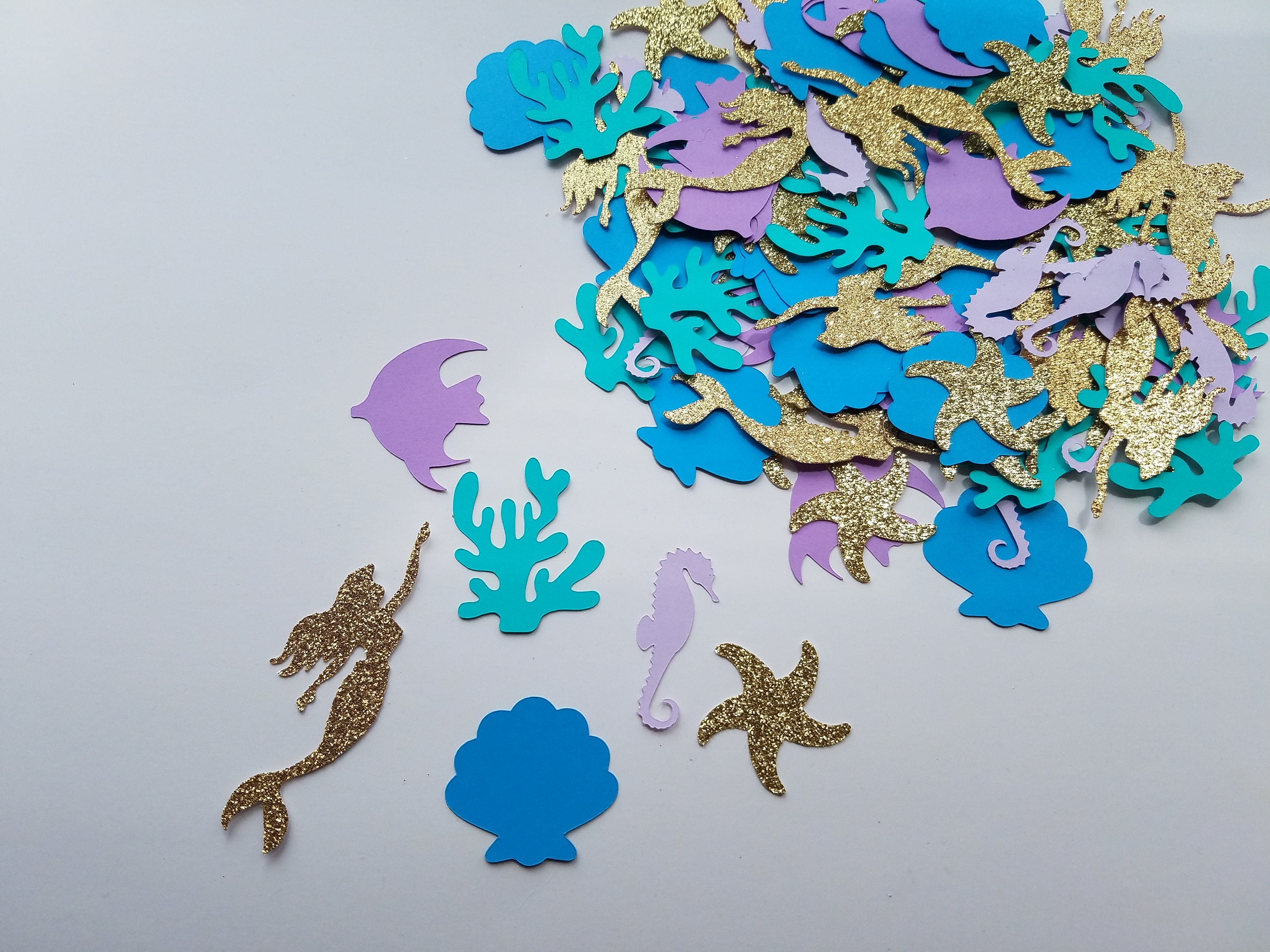 Under the Sea Mermaid Confetti Blue- Nautical Confetti - Set of 100 ...