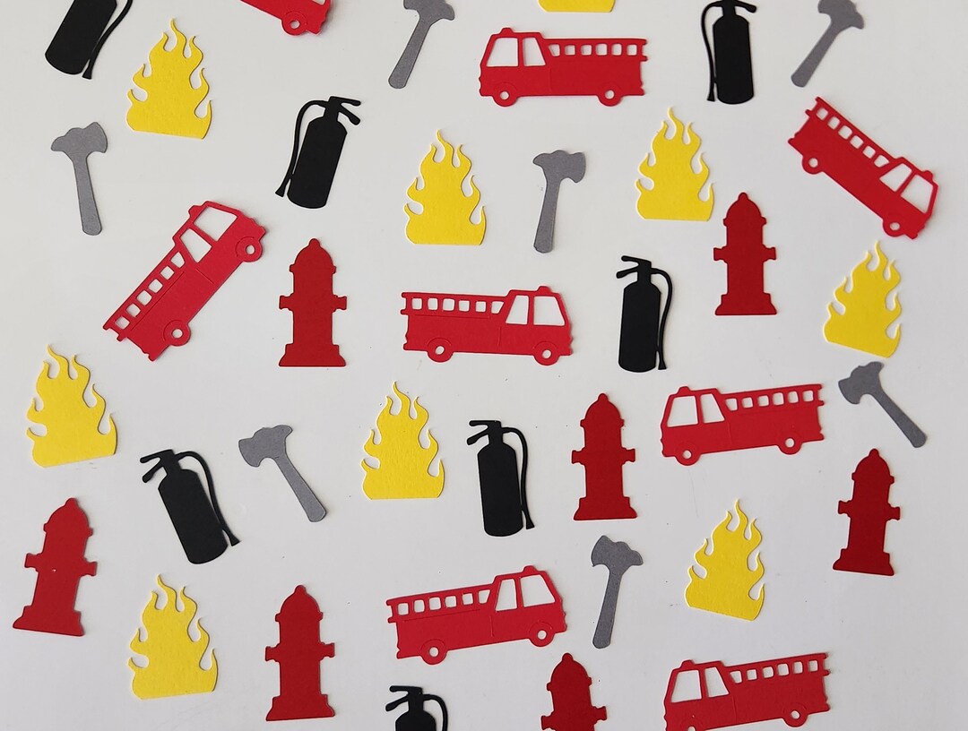 Fireman Confetti - Set of 100 - Handmade - Fireman Party Decor - Etsy