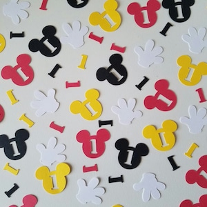 Mickey Mouse First Birthday Confetti - Black, Red, Yellow - Set of 175 ...