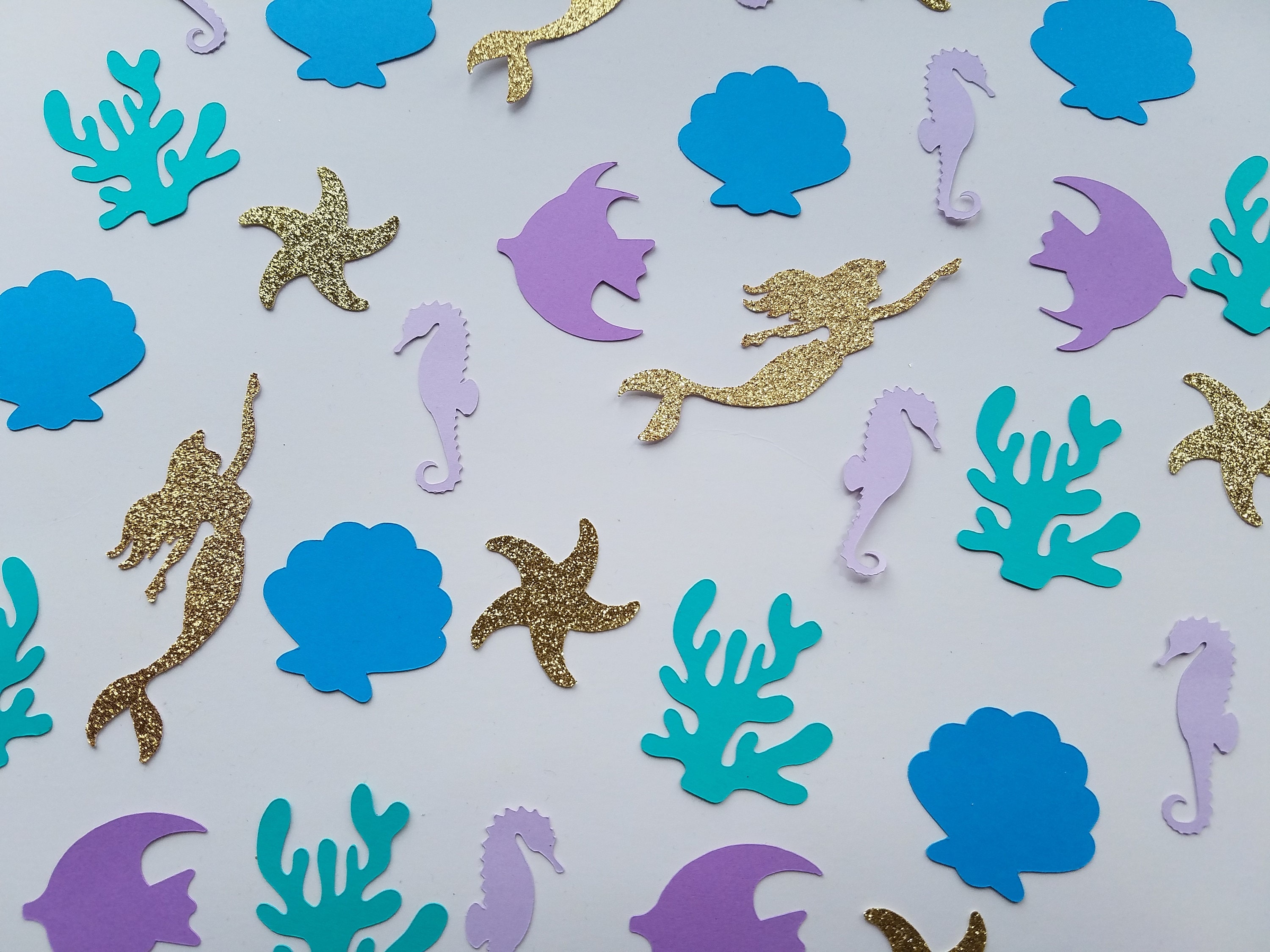 Under the Sea Mermaid Confetti Blue- Nautical Confetti - Set of 100 ...