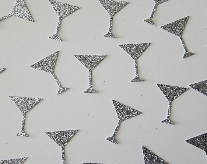 Martini Glass Confetti - Silver - Bridal Shower Confetti - Set of 50 ...