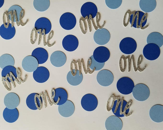 First Birthday Confetti One Confetti Blue & Silver Set | Etsy