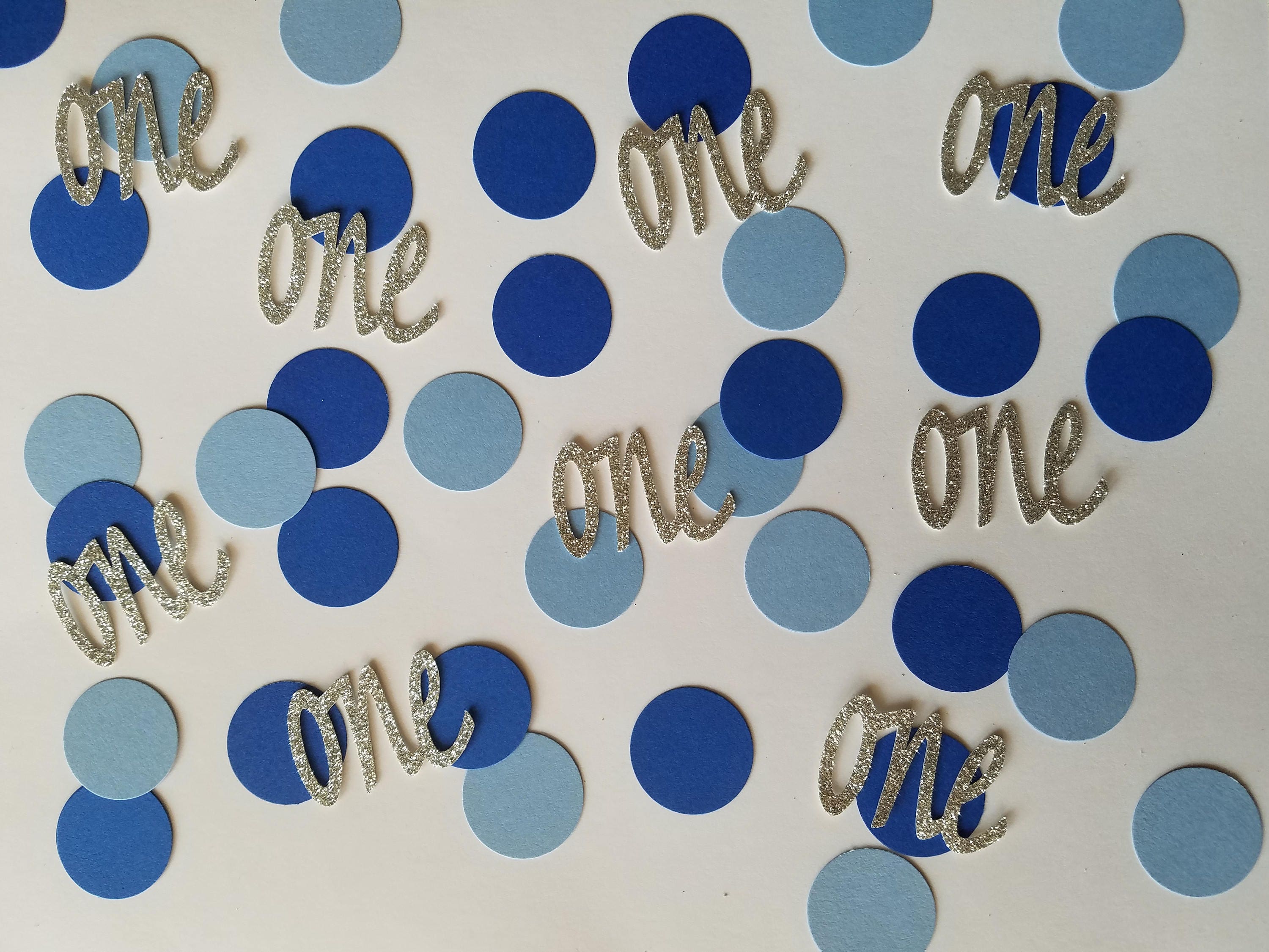 First Birthday Confetti One Confetti Blue & Silver Set - Etsy