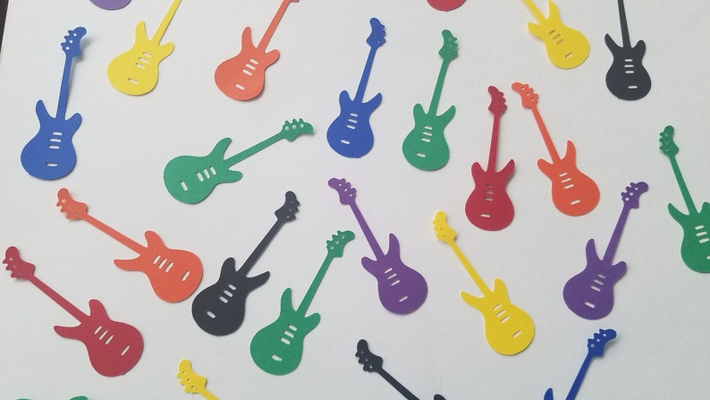 Guitar Die Cuts - Rainbow - Set of 70 - Handmade - Music Die Cuts Party ...