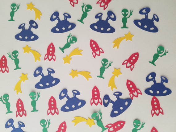Outer Space Confetti - Alien Confetti - Set of 100 - Rocket Ship ...