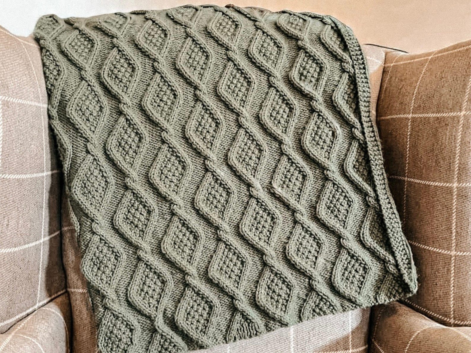 Diamond Cable Knit Blanket Pattern: Thistle Meadow Afghan (PDF Pattern ...