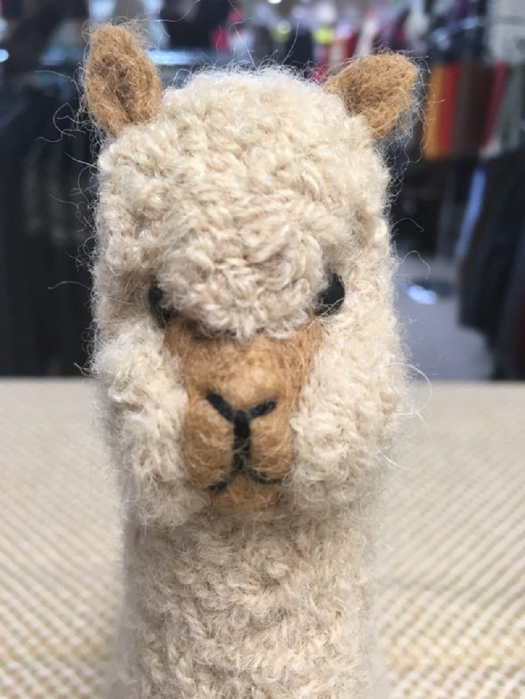 Fox Wire Farm Fuzzy Boucle' Style Alpaca Doll With Chullo Hat - Etsy