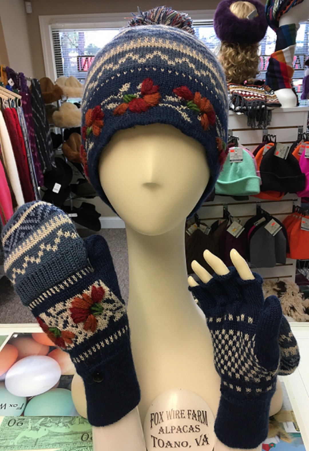 Handmade Hand Embroidered Fox Wire Farm Alpaca Knit Hat & - Etsy