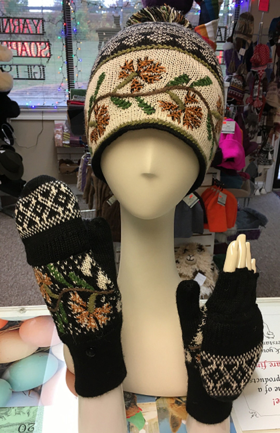 Handmade Hand Embroidered Fox Wire Farm Alpaca Knit Hat & Matching ...