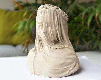 Large Veiled Lady Bust Sculpture, Veiled Virgin Mary Statue, 14 Inches ...