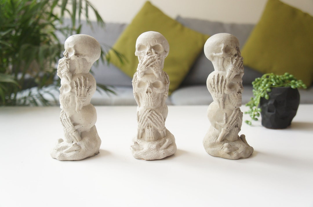 Stone Skull Tower See Hear Speak No Evil Gothic Medieval - Etsy