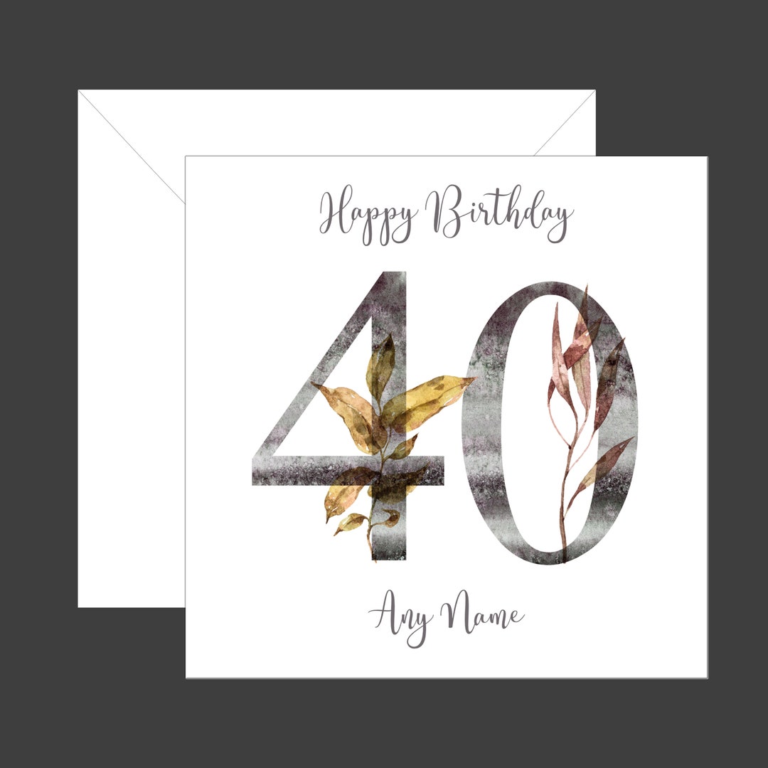 40th Birthday Card, Birthday Card, Nephew, Brother, Husband, Dad, Niece ...