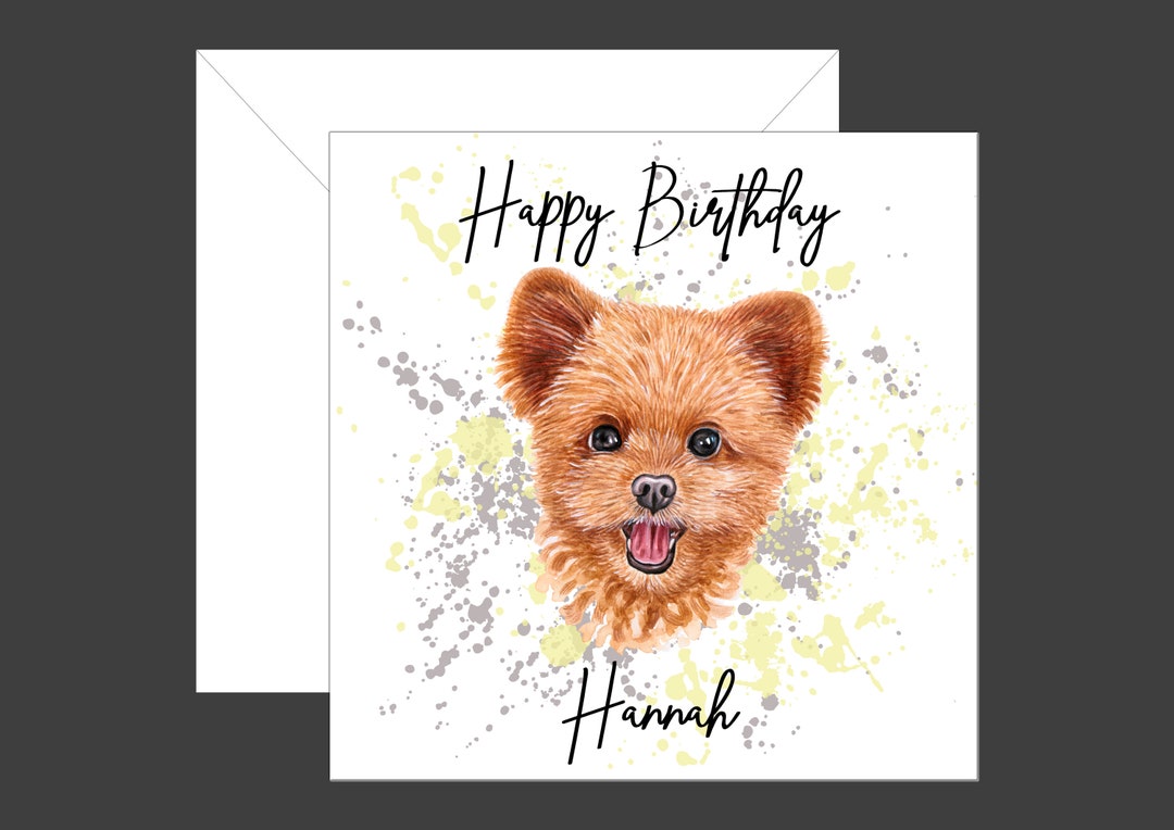 Spitzpoo Dog Birthday Card, Dog Breed Birthday Card, Birthday Card ...
