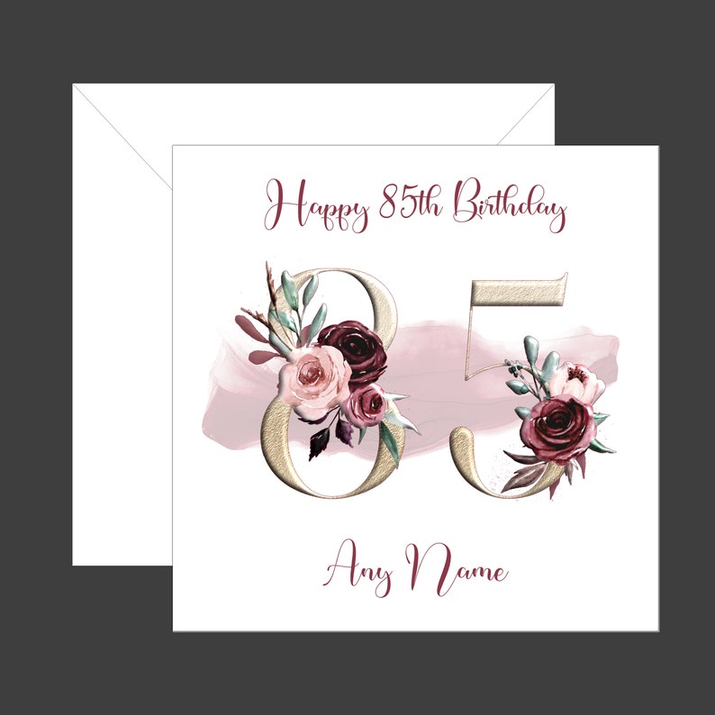 Personalised 85th Birthday Card – Elegant Celebration Milestone Design ...