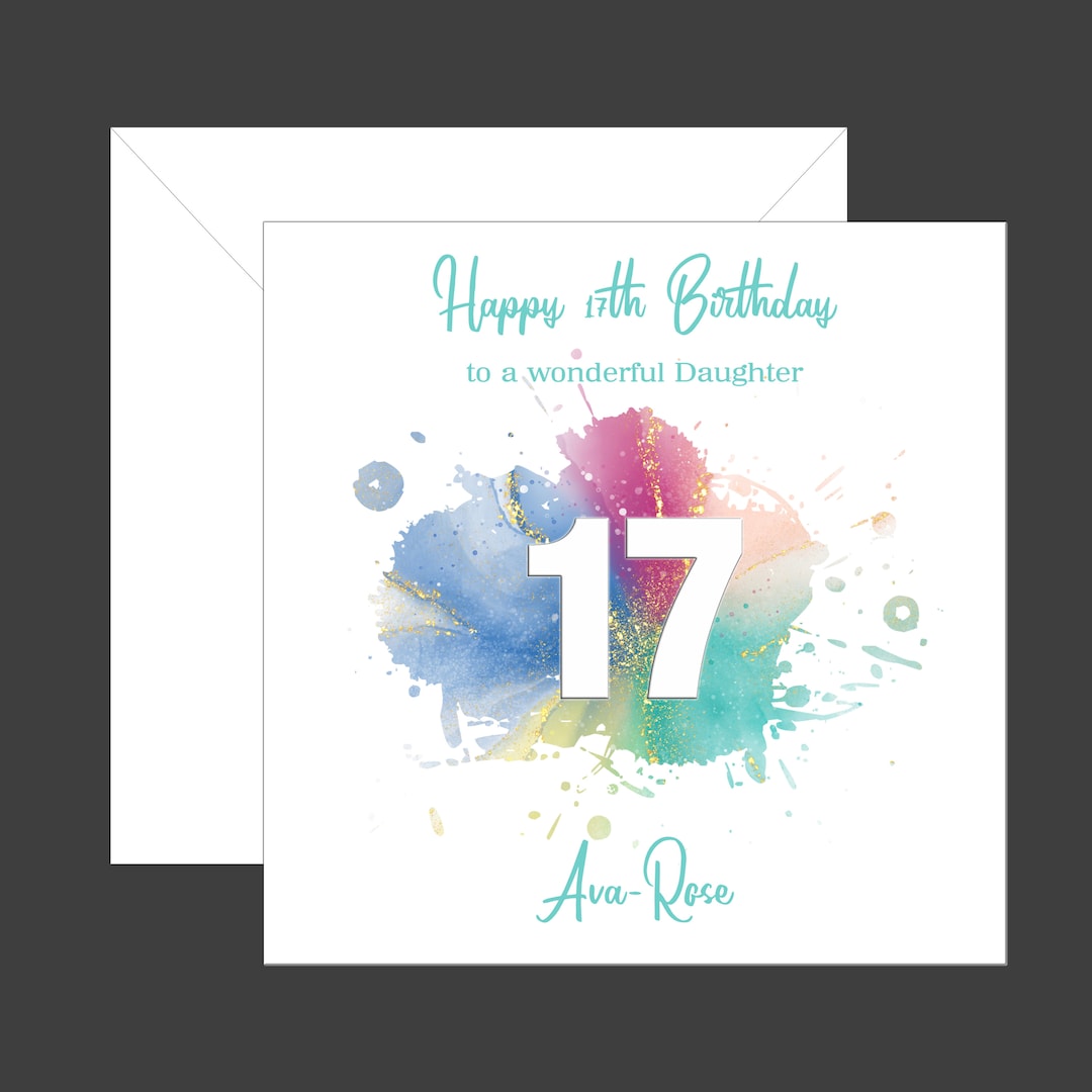 Personalised 17th Birthday Card, 17 Birthday Card, Seventeen, Son ...
