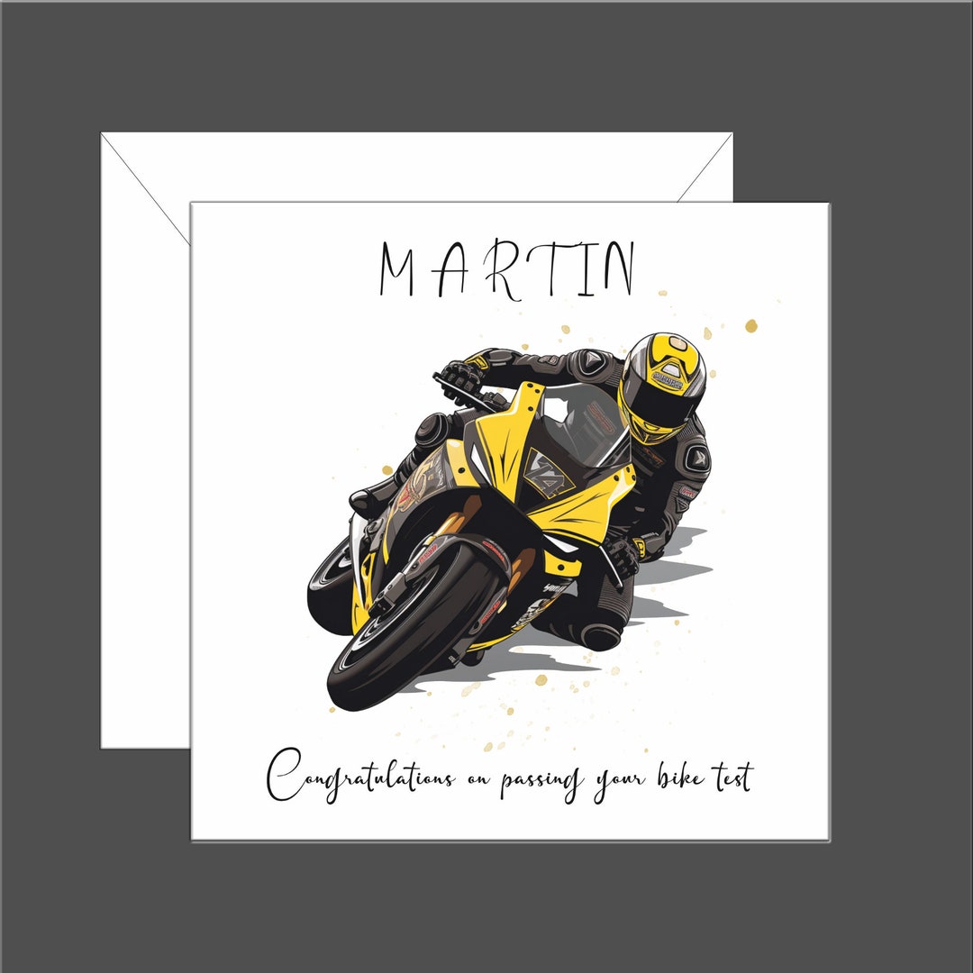 Personalised Bike Test Card, Congratulations on Passing Your Motorbike ...