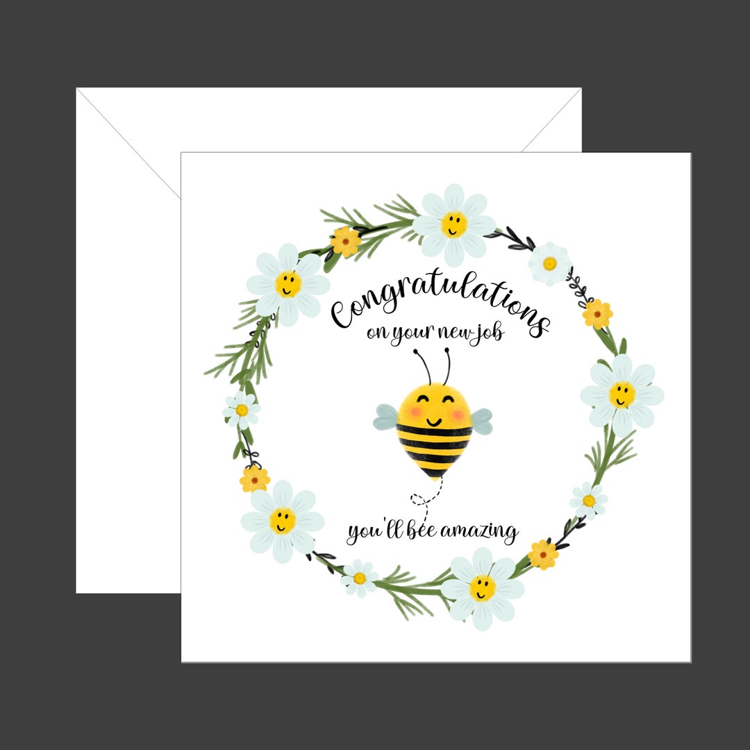 New Job Card, Congratulations, Bee, Card for a Woman, Card for a Man ...