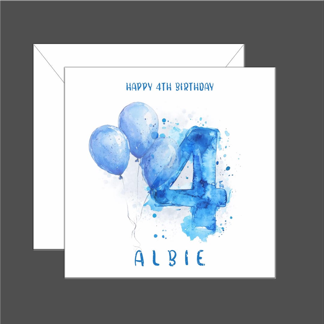 Personalised 4th Birthday Card for Boy, Boy 4th Birthday Card, 4th ...
